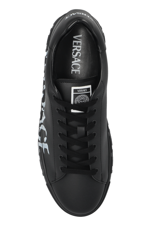 Black Leather sports shoes with logo Versace - Vitkac GB