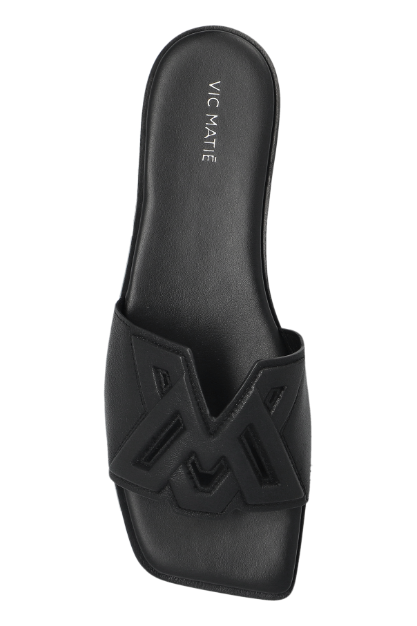 Vic Matie Leather slides with logo | Women's | Vitkac