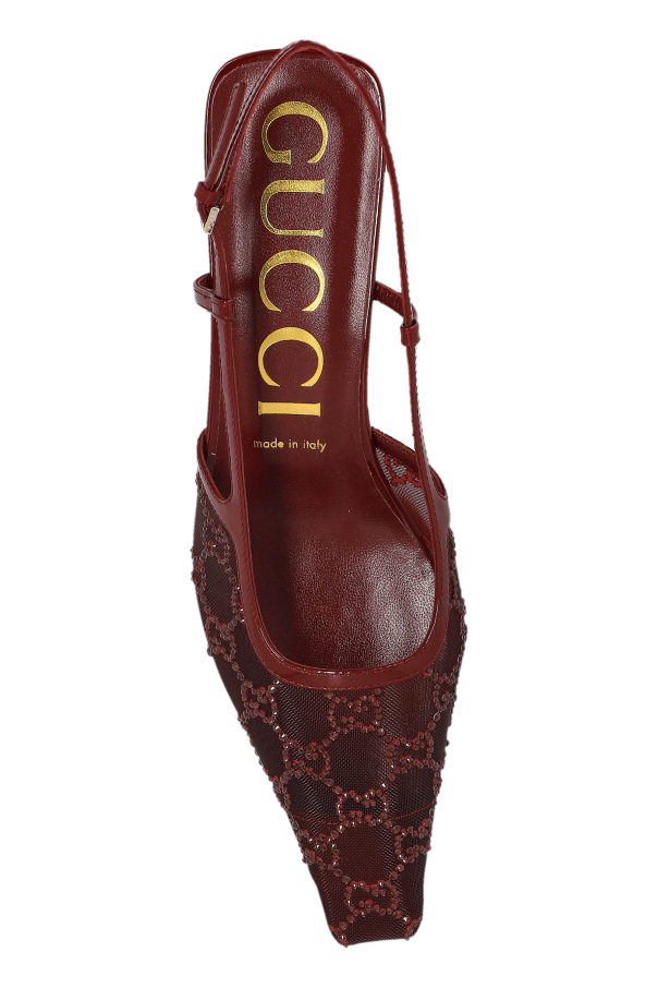 Bordo Buty na obcasie z połyskującymi kryształami Gucci - Vitkac Poland