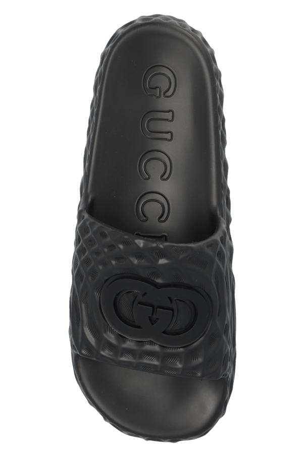 Czarny Gumowe klapki z logo Gucci - Vitkac Poland
