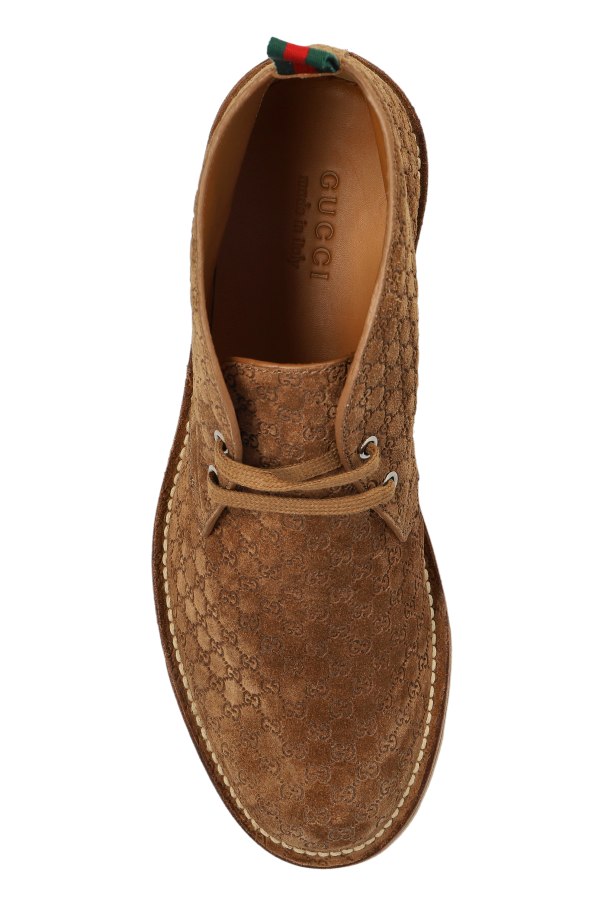 Brązowy Zamszowe buty za kostkę Gucci - Vitkac Poland