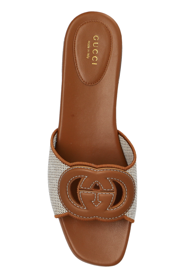 Brązowy Klapki z logo Gucci - Vitkac Poland