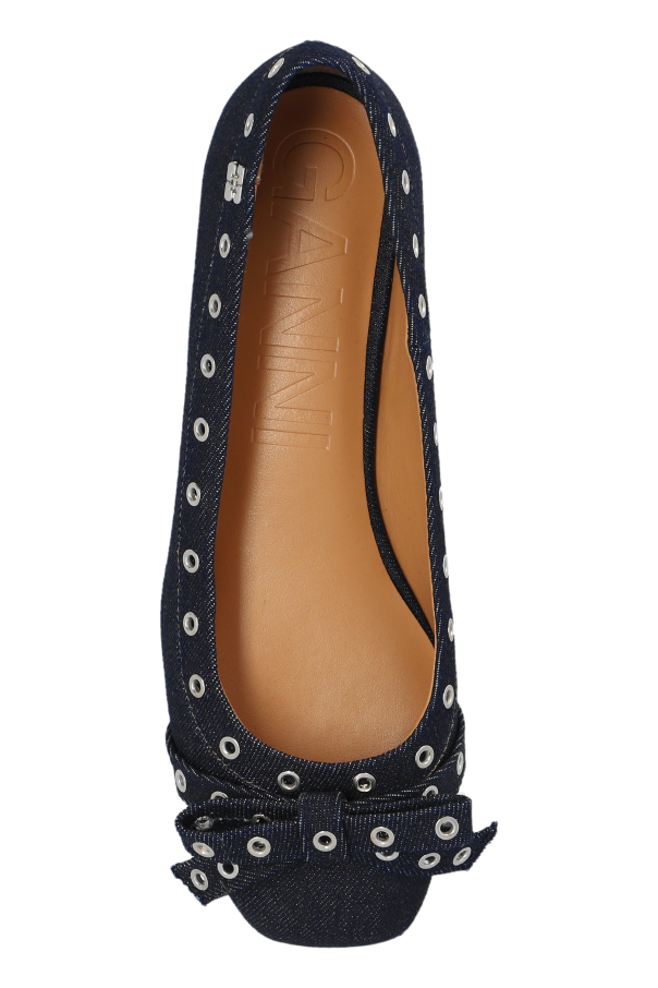 Navy blue Ballet Flats with Bow Ganni - Vitkac GB