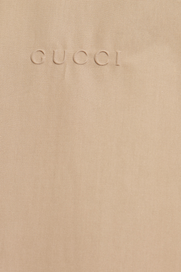 Beżowy Bawełniana koszula z wypukłym logo Gucci - Vitkac Poland