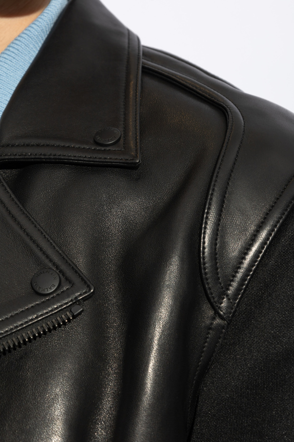 Black Leather jacket Balmain - Vitkac GB