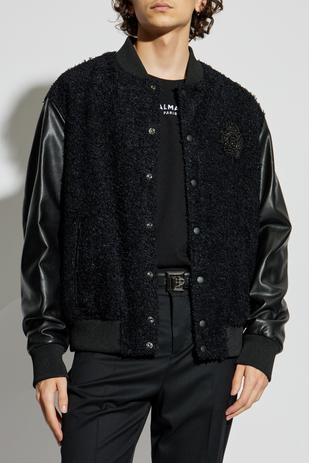 Black Bomber jacket with applique Balmain - Vitkac GB