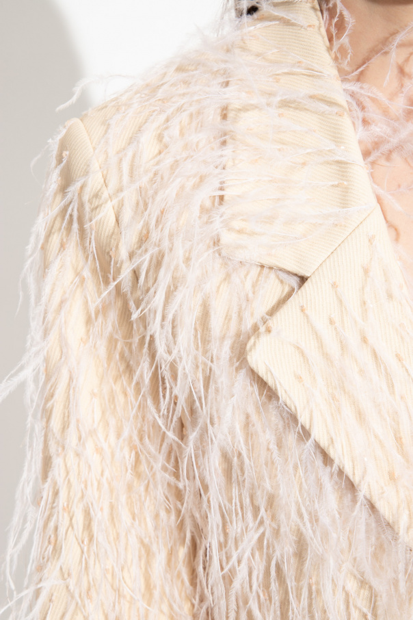 ‘Monica’ cropped blazer with feathers The Mannei - Vitkac Australia