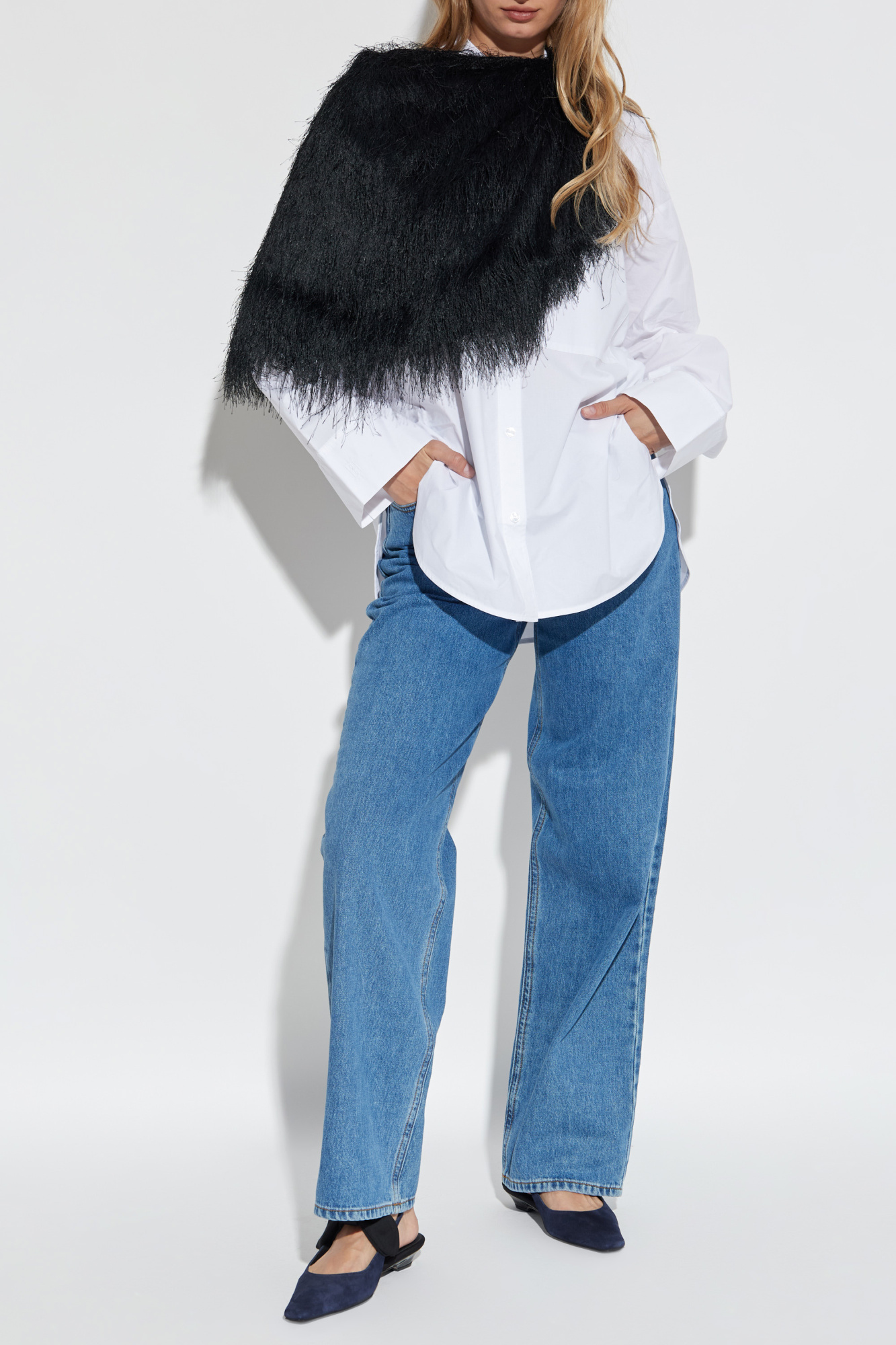 Black Pinla Fringes cape By Malene Birger - Vitkac GB