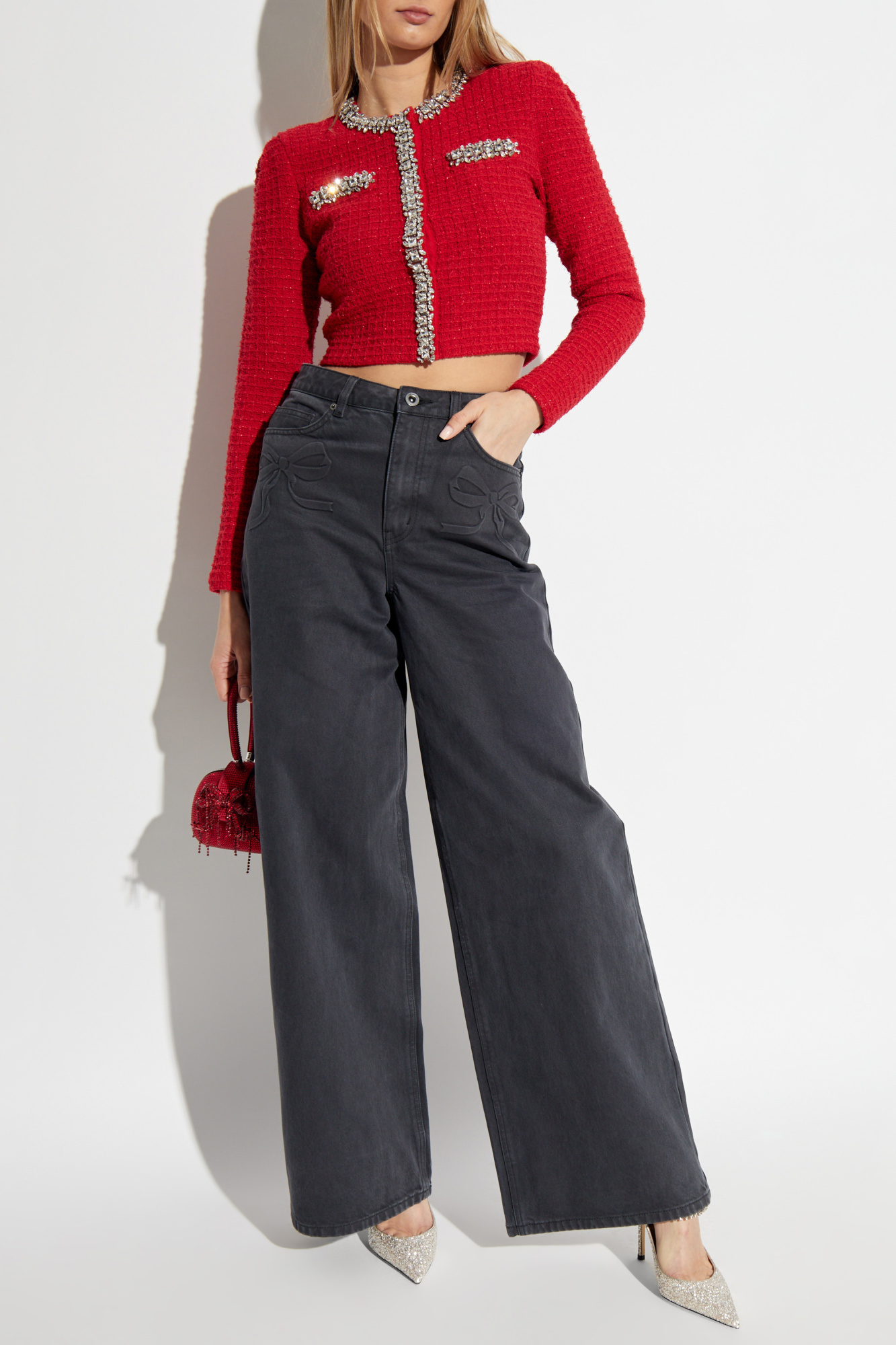 Self Portrait Tweed jacket with sparkling crystals | Women's Clothing ...