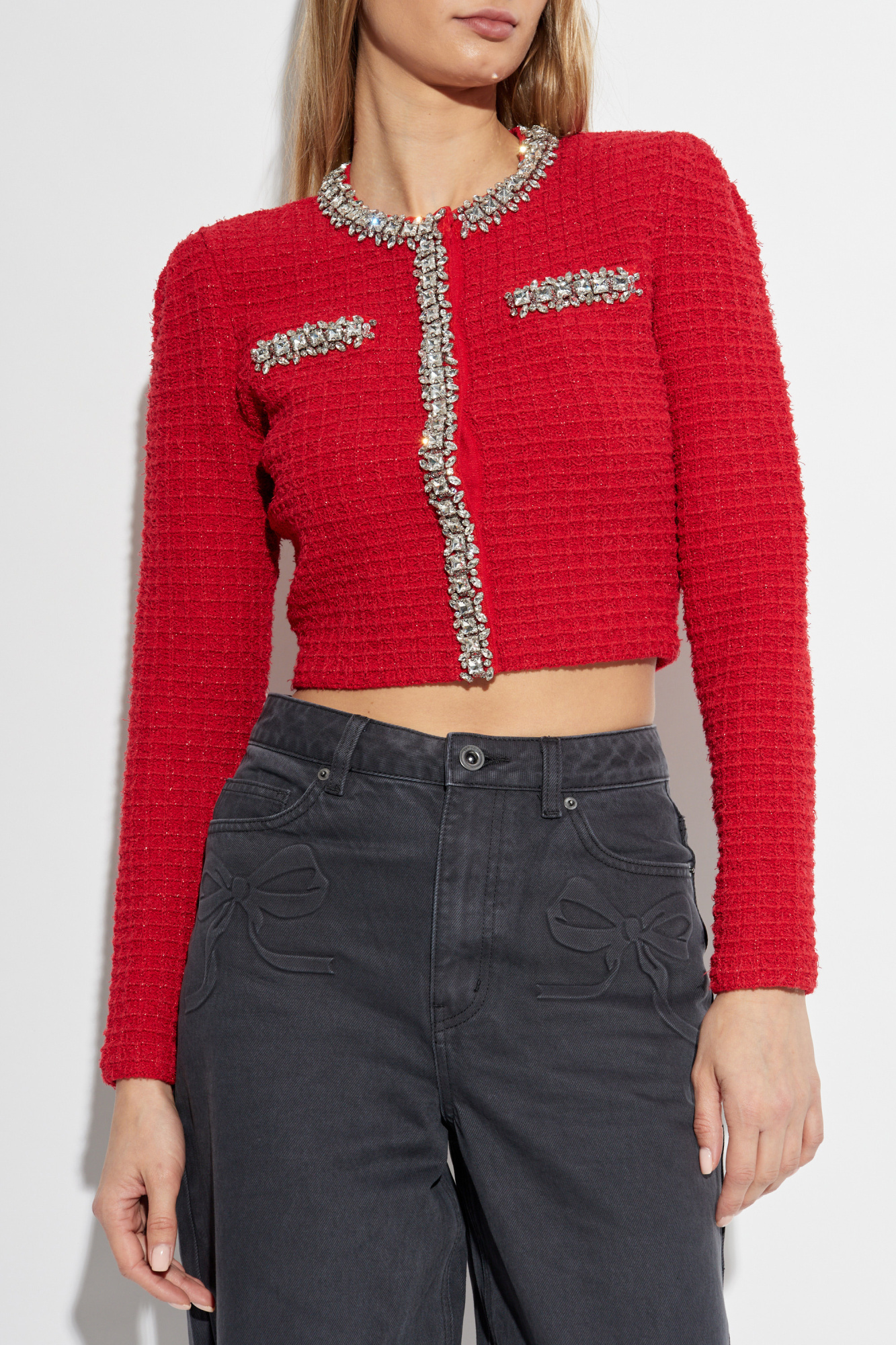 Self Portrait Tweed jacket with sparkling crystals | Women's Clothing ...