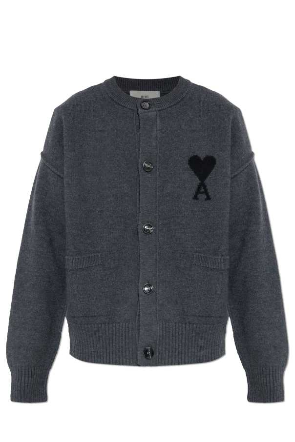 Szary Kardigan z kieszeniami Ami Alexandre Mattiussi - Vitkac Polska