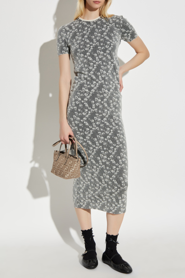 Grey Skirt with floral pattern Fendi - Vitkac GB
