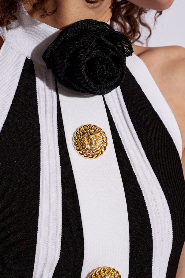 Black Dress with rose detail Balmain - Vitkac GB