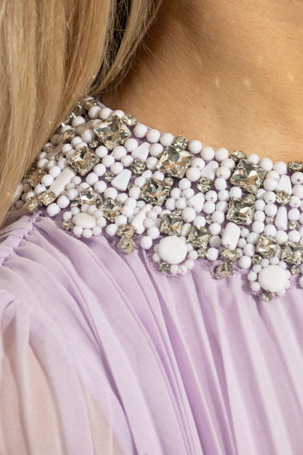 Self-Portrait Pleated dress with shimmering appliqués | Women's ...