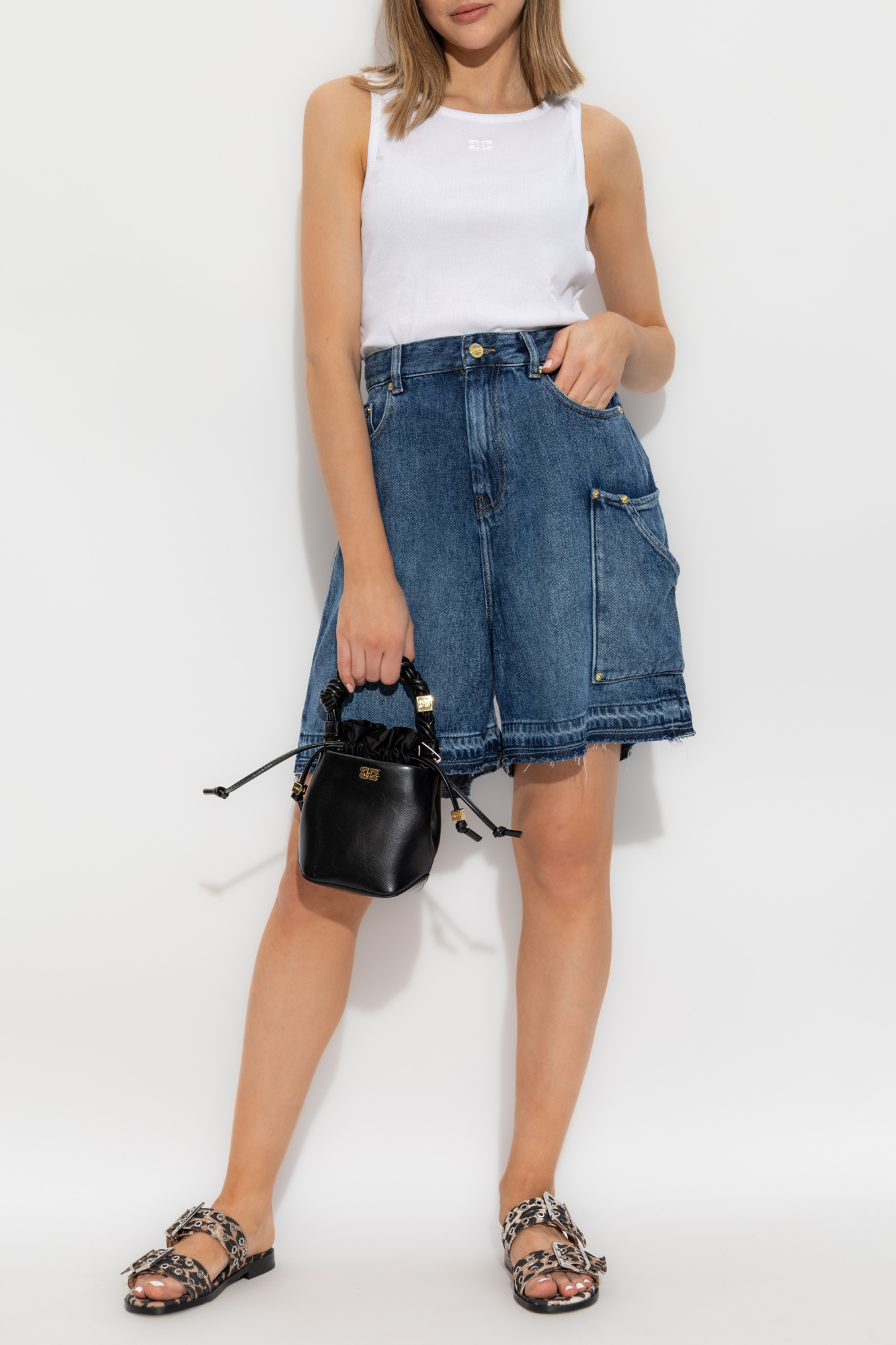 Ganni Denim shorts with vintage effect | Women's Clothing | Vitkac