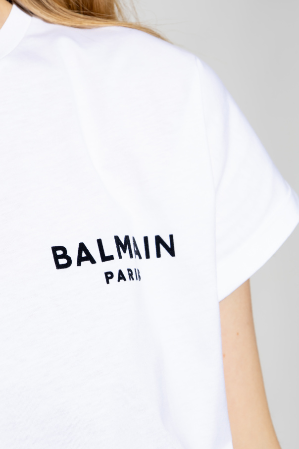 White T-shirt with logo Balmain - Vitkac GB