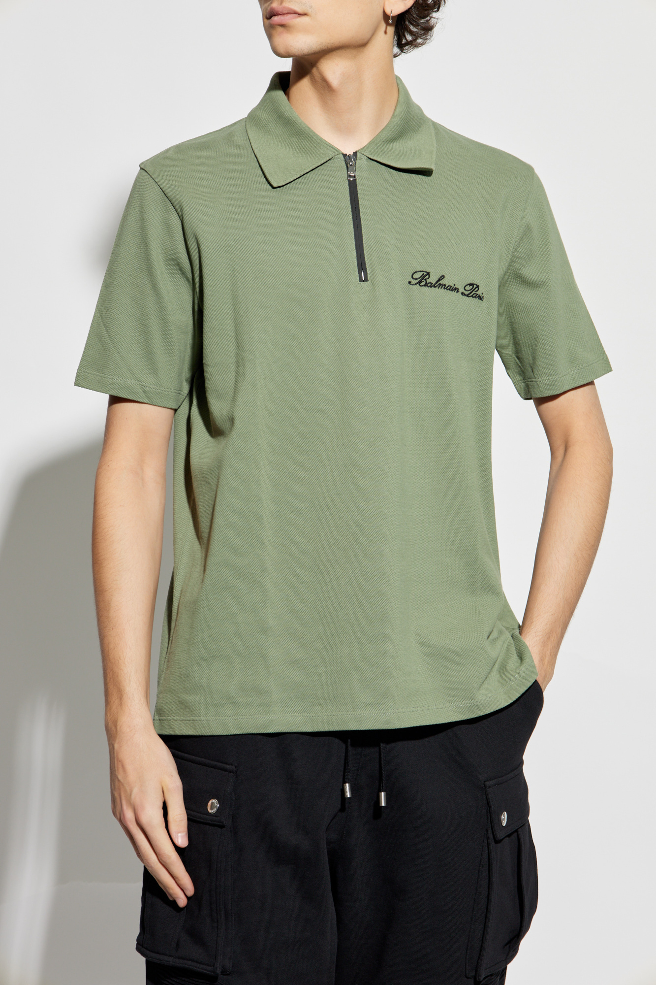 Green Polo with logo Balmain - Vitkac GB