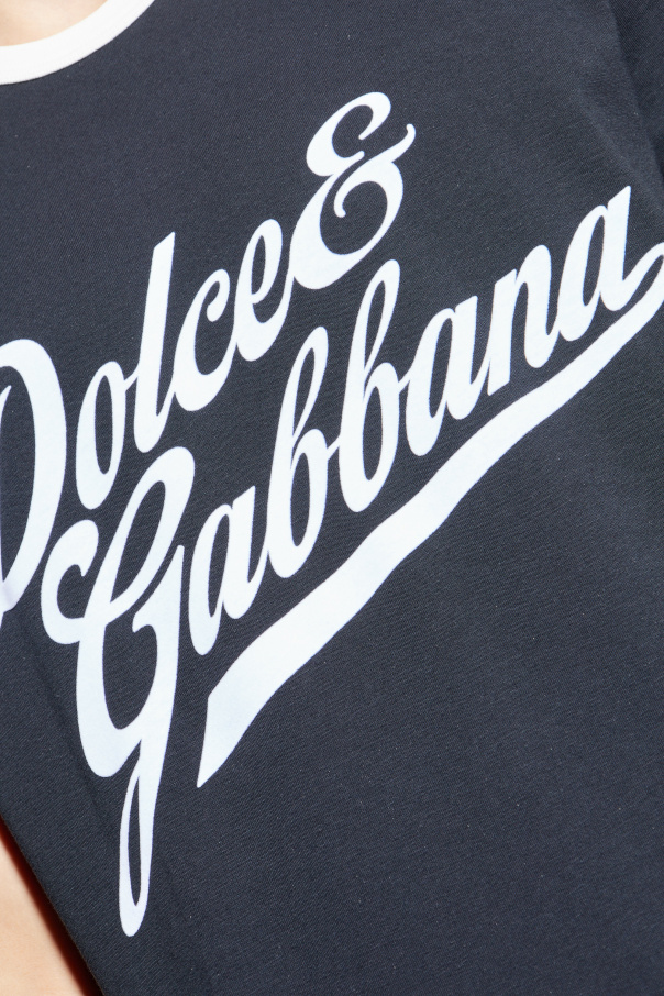 Dolce & Gabbana T-shirt with a logo and a velvet finish | Men's | Vitkac