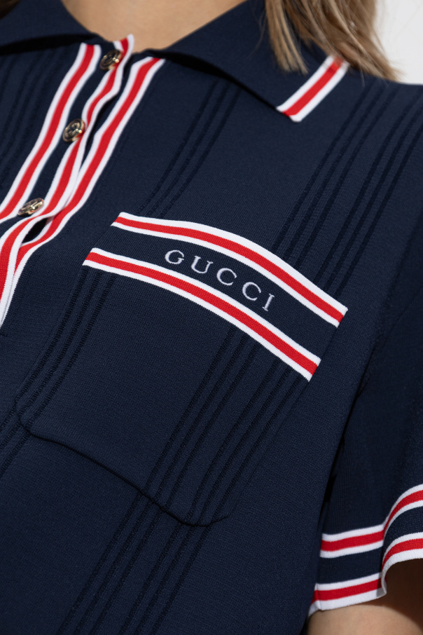 Navy blue Polo with logo Gucci - Vitkac GB