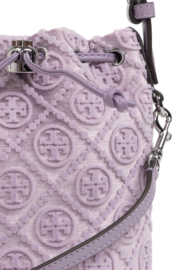 Purple Velvet T Monogram Mini handbag in ‘bucket style Tory Burch ...
